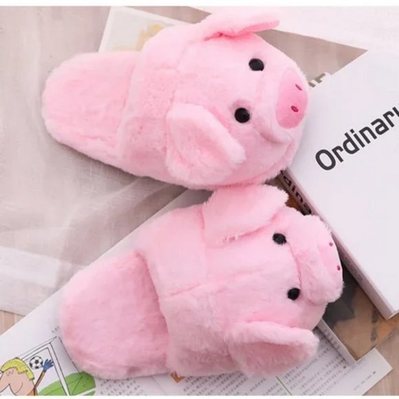 Shoes | New Plush Pig Piggy Pink Slippers | Poshmark